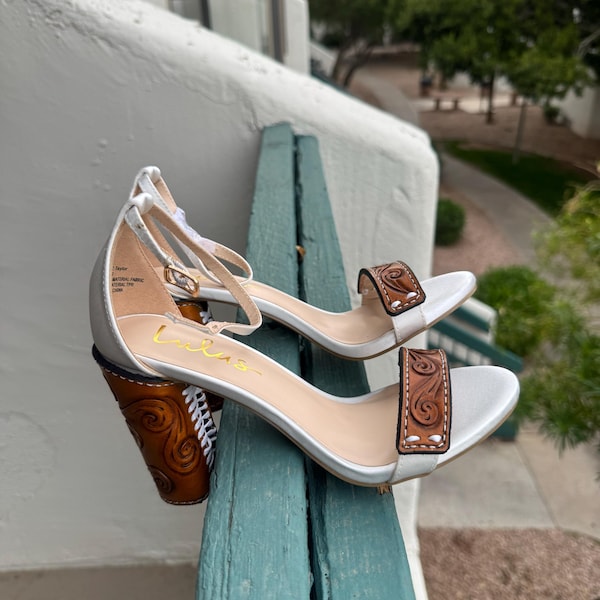 Customizable Hand-tooled Leather High Heels - Etsy