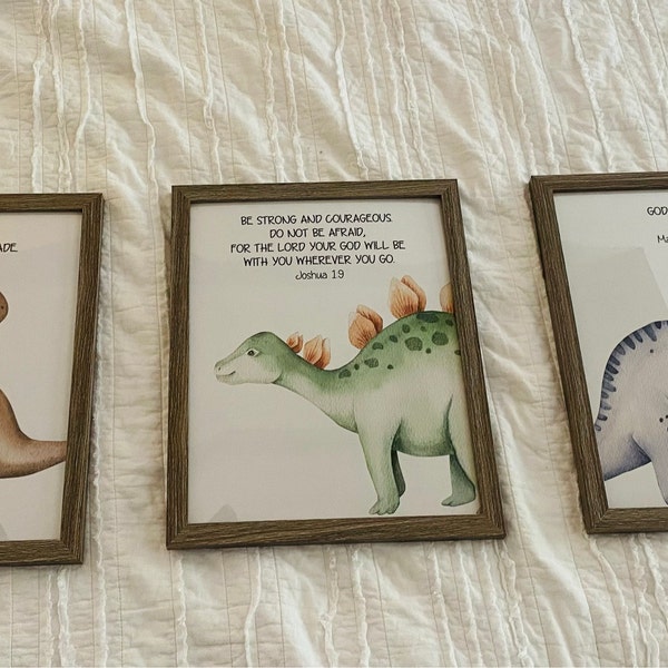 Kid's Bible Verse Prints, Dinosaur Prints, Christian Wall Decor ...