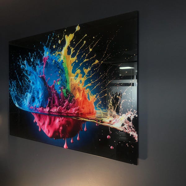 Colorful Paint Splash Glass Wall Art, Modern Home Decor - Etsy