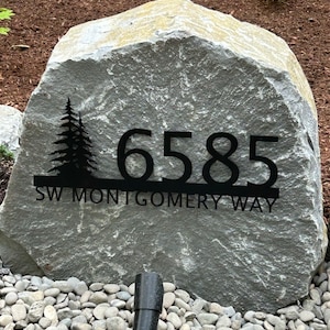 Custom Metal Home House Address Sign With Tree for Rock or Wall - Etsy