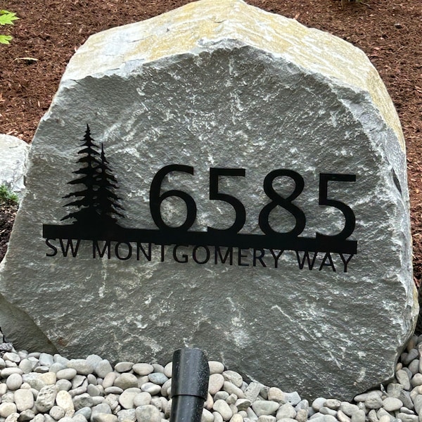 Custom Metal Home House Address Sign With Tree for Rock or Wall - Etsy