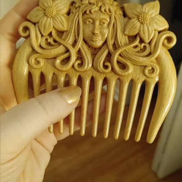 Dragon Wooden Comb, Dragon Design Comb, Wood Beard Comb, Wooden Hair ...