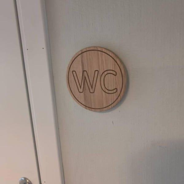 Natural Oak Wood Restroom Sign, Wooden Door Plate, Male and Female ...
