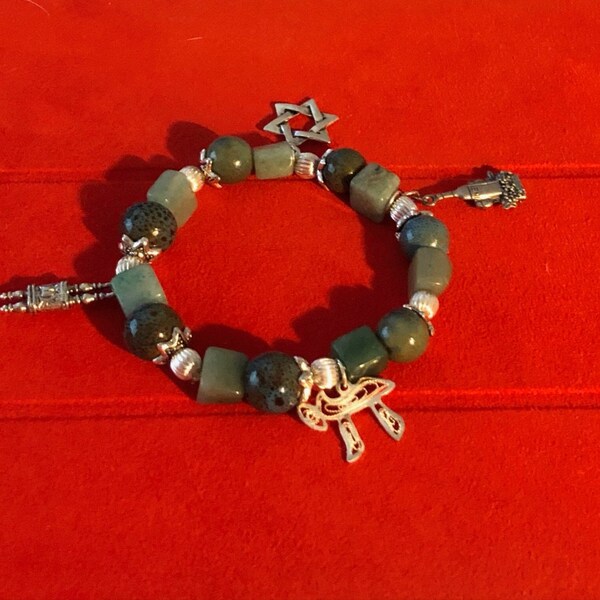Jewish Charm Bracelet With Star of David and Shabbat Charms and Evil ...