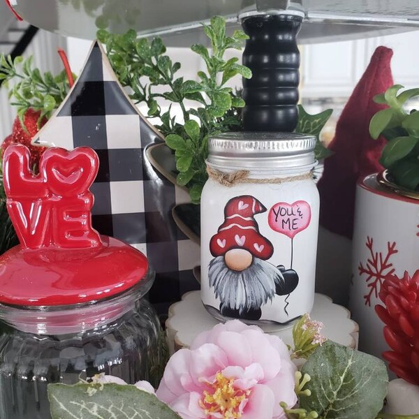 Valentines Day Gnome Mini Mason Jar, Love Perfect Mason, Tiered Tray Decor - Etsy Canada