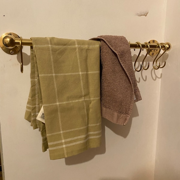 Brass Curtain Rod With Hooks Brass Pot Rail Brass Pot Rack Brass Shelf ...
