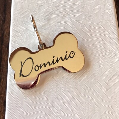 Personalized Polished Silver Dog Bone Pet Tag Front and Back Dog Tags ...