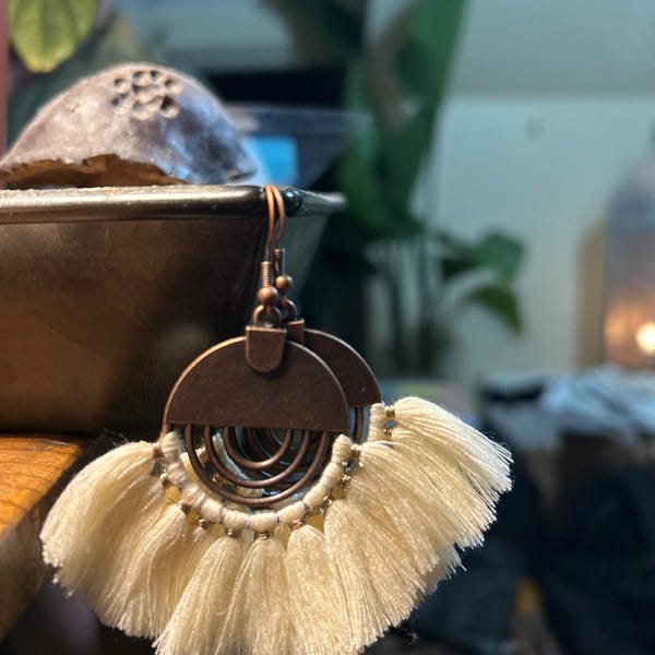 Large Ethnic Earrings for Women Fan Filigree Earrings Tribal Dangle ...