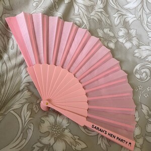 Personalised Pink Hand Fan, Hen Party Fan, Bridal Party Favours for Hen ...
