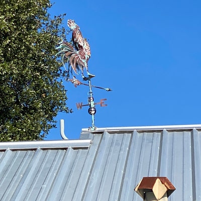 HUGE Handcrafted 3 Dimensional Crowing ROOSTER Weather Vane Copper ...