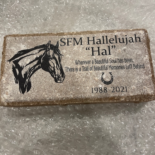 Personalized Horse Pony Memorial Stone. 8x4 Stone Brick. Burial Marker ...
