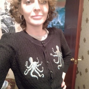 The Waltz of the Octopus Cropped Cardigan in Black Size S,M,L, XL, 2X ...