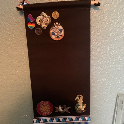 Large Tall Pin Banner / Black Enamel Pin Display With Colorful Trim and ...