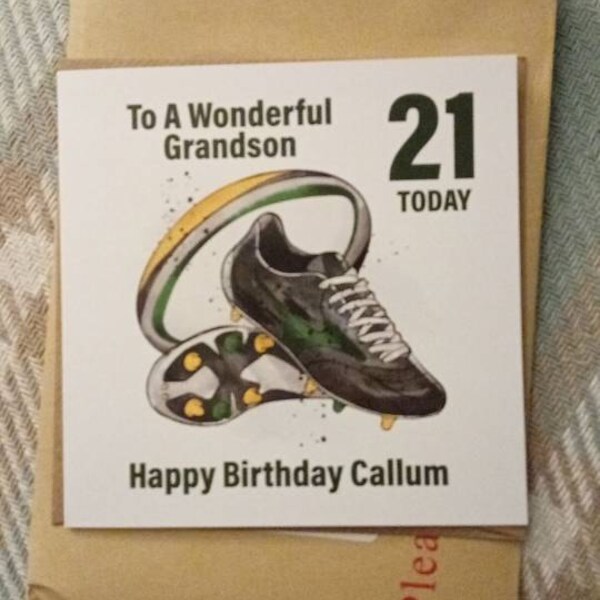 Personalised Rugby Birthday Card, Rugby Card for Son, Birthday Card for ...