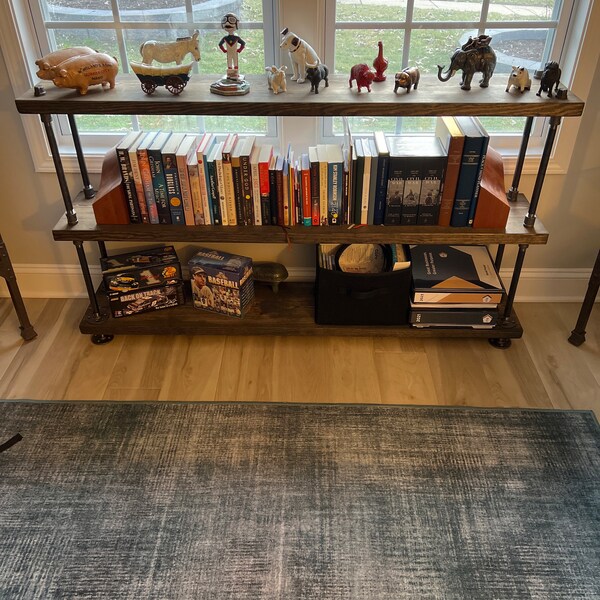 Steampunk Book Shelf, Industrial Bookcase, Wooden Book Case, Wooden ...