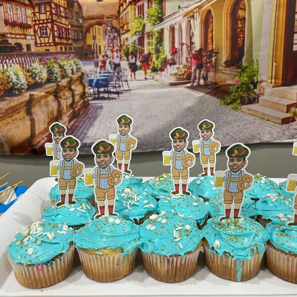 Oktoberfest Photo Cupcake Toppers | German Guy Face Toppers | Funny ...