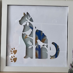 Cat Shadow Box SVG, 3d Papercut SVG, Layered Paper Art Template, Scroll ...