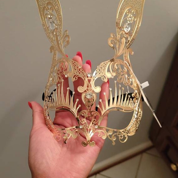 Blue Lace Masquerade Mask With Feathers, Luxury Rhinestones Venetian ...