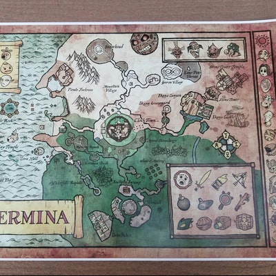 Map of Termina From Legend of Zelda, Majoras Mask English or Hylian ...