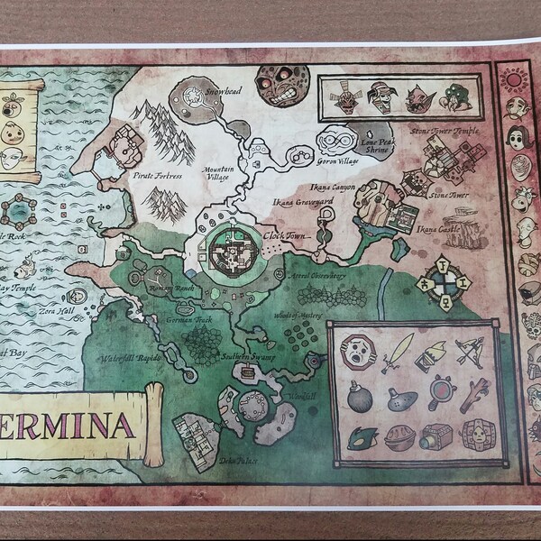 Map of Termina From Legend of Zelda, Majoras Mask - English or Hylian ...