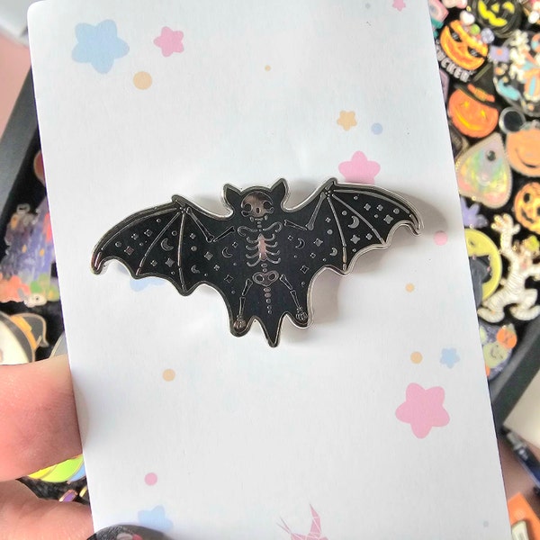 Silver Plated Bat Hard Enamel Pin - Etsy