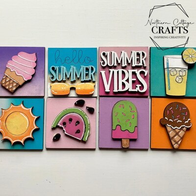 MINI Summer Interchangeable Leaning Sign File SVG, Tiered Tray ...