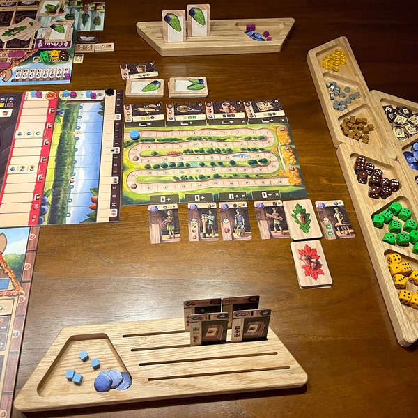 Oak - Rounded Small Board Game Component Tray & Playing Card Holder - Etsy