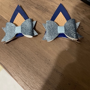 Blue Ear Hair Clips Hair Clip Ears Blue Dog Ears Chunky Glitter Bow ...