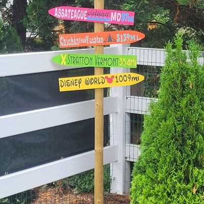 SET OF 10 Large Directional Wood Arrow Signs, Custom Mile Marker Stake ...