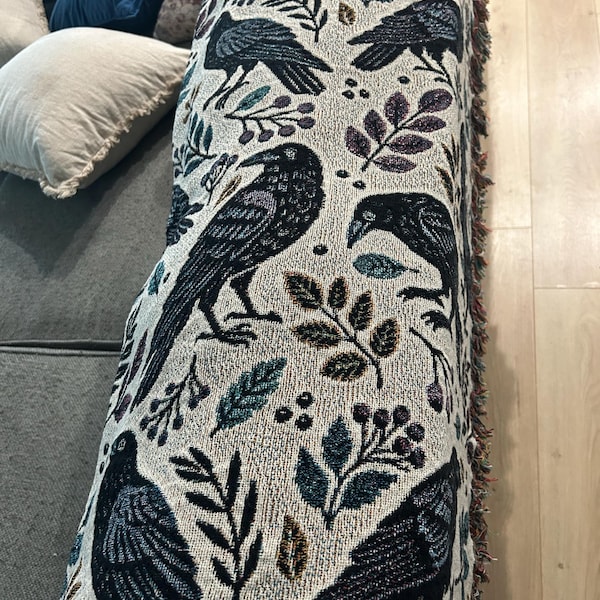 Ravens Woven Blanket: Gothic Crow Throw, Bird Lover Gift - Etsy
