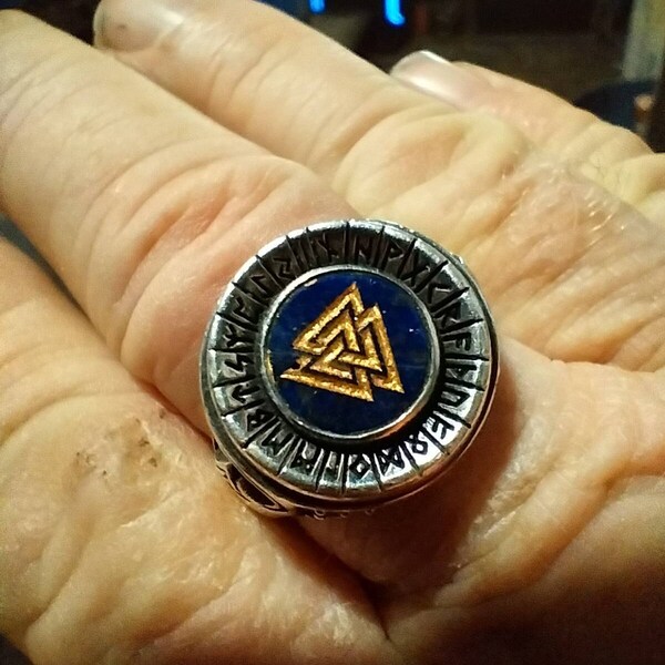 Valknut Ring,valknut Viking Signet Ring,lapis Lazuli Viking Ring,viking ...