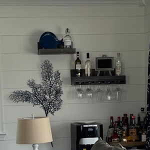 Wood Wine Rack Shelves the Ryan Wall Mounted Shelf & Hanging Stemware ...