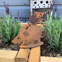Rusty Metal Mouse Gift / Tiny Mouse Garden Gift / Metal Mice - Etsy UK