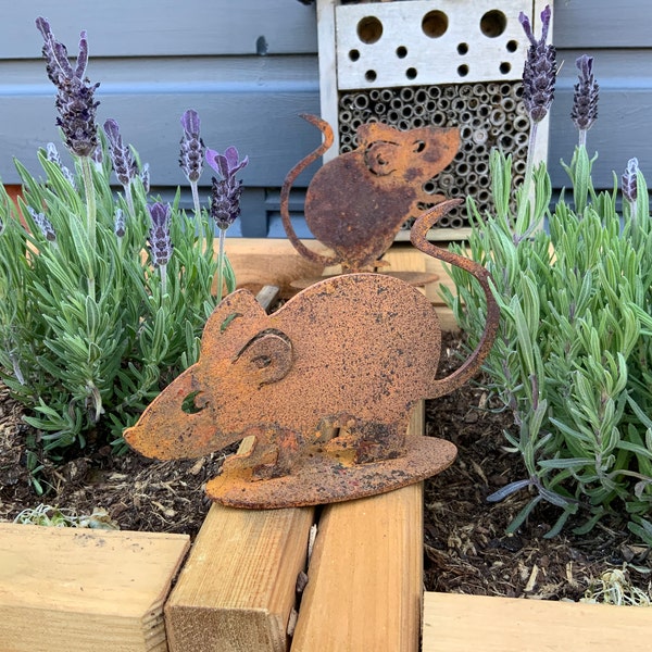 Rusty Metal Mouse Gift / Tiny Mouse Garden Gift / Metal Mice Decoration ...