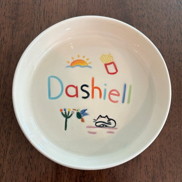 Custom Cute and Cheerful Pet Plate, 4 to 6 Designs, Handmade Pottery ...