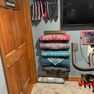 Yoga Mat Holder/ Custom Yoga Mat Rack/ 1,2,3,4,5,6,7,8,9,10 Mats / Free ...