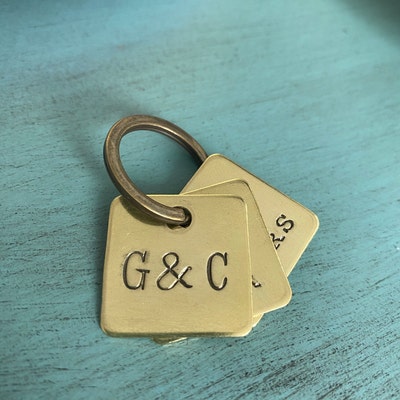 Custom Hand Stamped Initialed Brass Tag Hand Made Wedding - Etsy