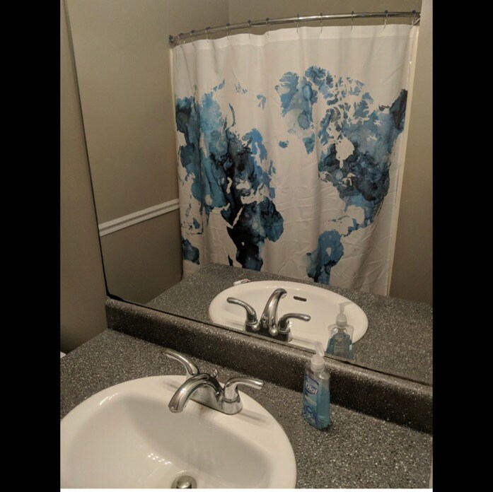 World Map Shower Curtain Bathroom Bath Design 121 World Map | Etsy