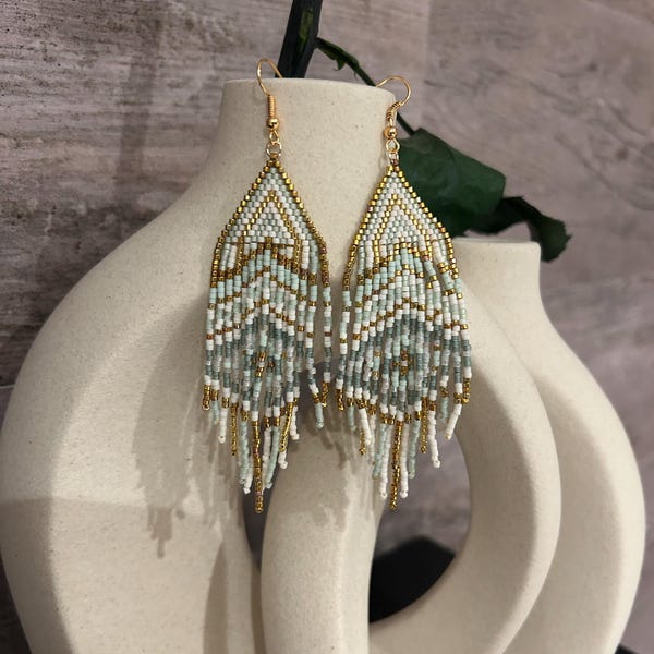 Beaded Gnome With Heart Valentine's Day Brick Stith Earrings - Miyuki ...