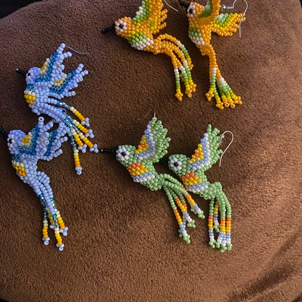 Beaded Hummingbird Earrings, Beaded Earrings, Beaded Earrings, Aretes ...
