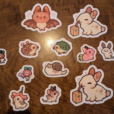 Mini Strawberry Bunny and Flower Bunny Sticker Set of 2 / Cute Rabbit ...