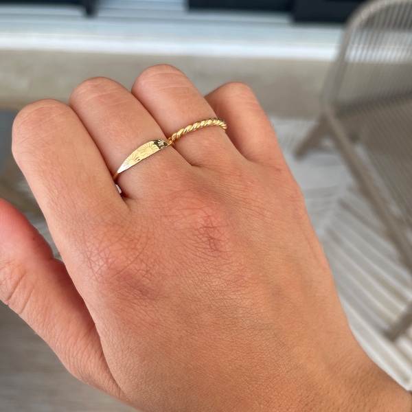 Original Solid Gold Sun Ring- Hand Stamped- Three Suns- Dainty Sunrise ...