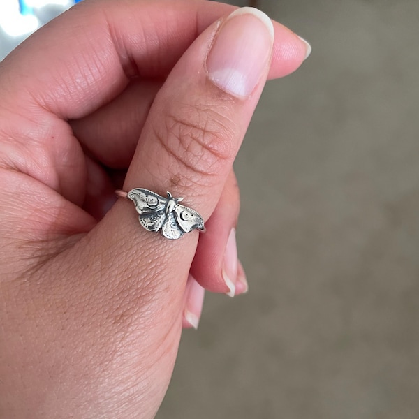 Sterling Silver Moth Ring Celestial Moth Ring Celestial Jewelry Moon Moth Ring Witch Ring Witch ...