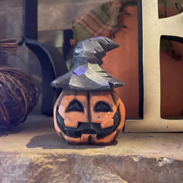 Folk Art Wood Goblin | Goblin Wood Carving | Goblincore Decor | Wooden ...