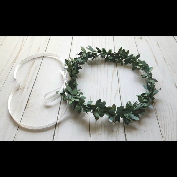 Boho Leaf Crown, Green Leaf, Head Wreath, Brides Maid Crown, Flower ...