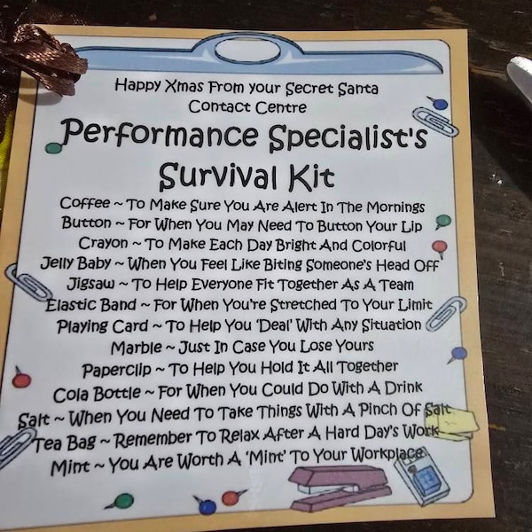 Supervisor's Survival Kit ~ Fun Novelty Gift & Card Alternative ...