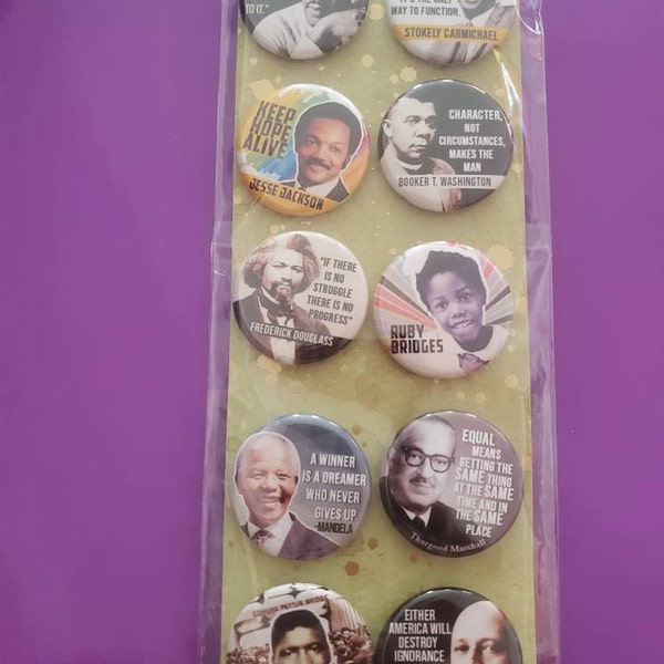 Civil Rights Leaders Buttons, 10- 1.25" Button Pin Set, BLM Buttons ...
