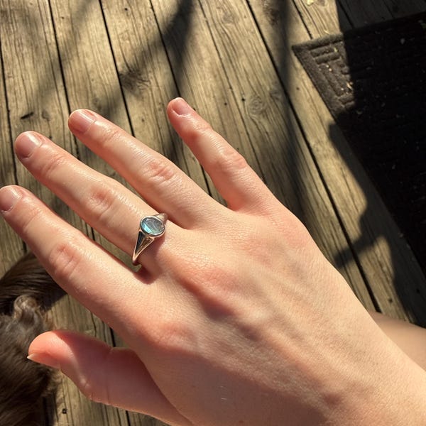 Labradorite Signet Ring Sterling Silver, Unisex Ring, Promise Ring ...