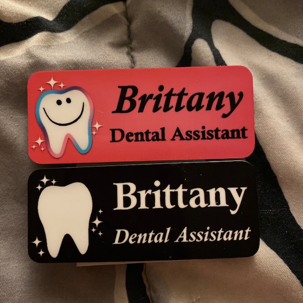 Dental Staff Magnetic Name Badge, Personalized Plastic ID Name Tag ...