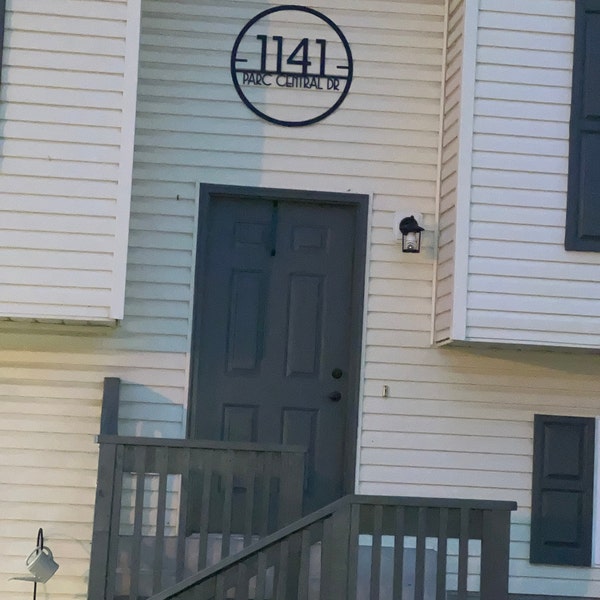 Metal Round Mid Century Modern Address Sign | Retro Style House Number ...